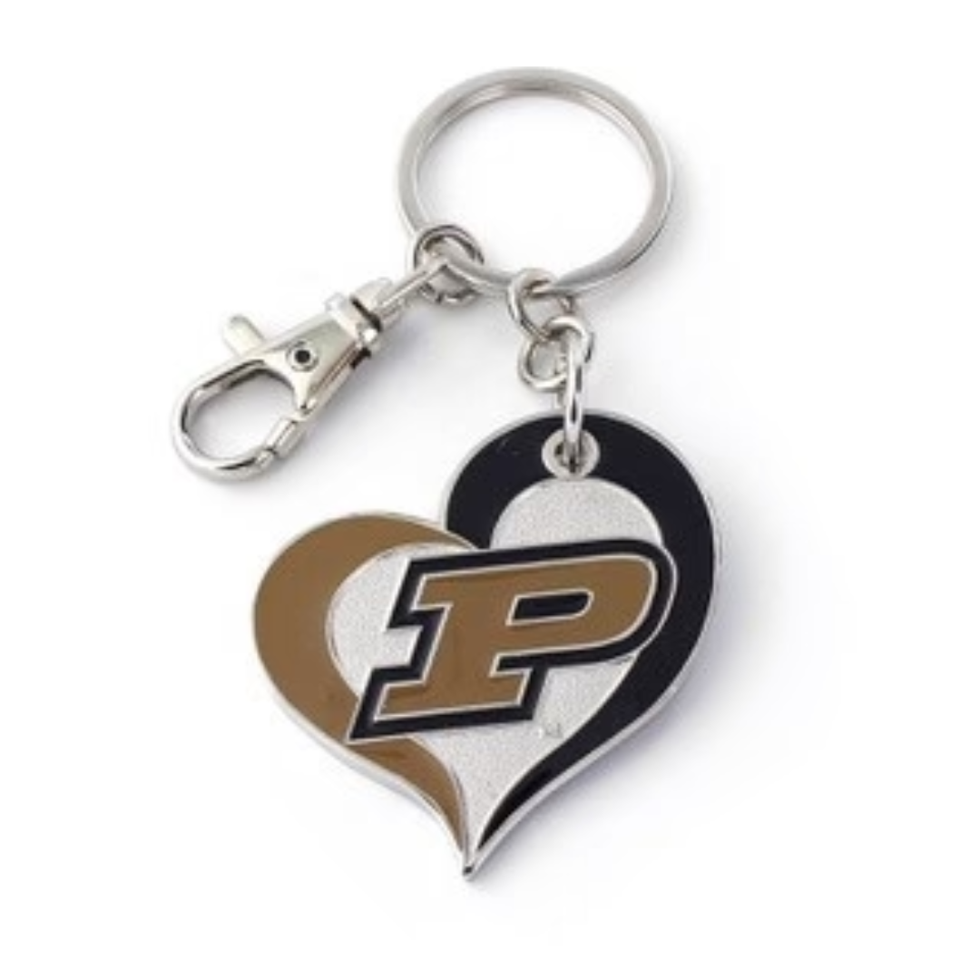Purdue Keychain Black/Gold Swirl Heart – Gameday Spirit Fanstore