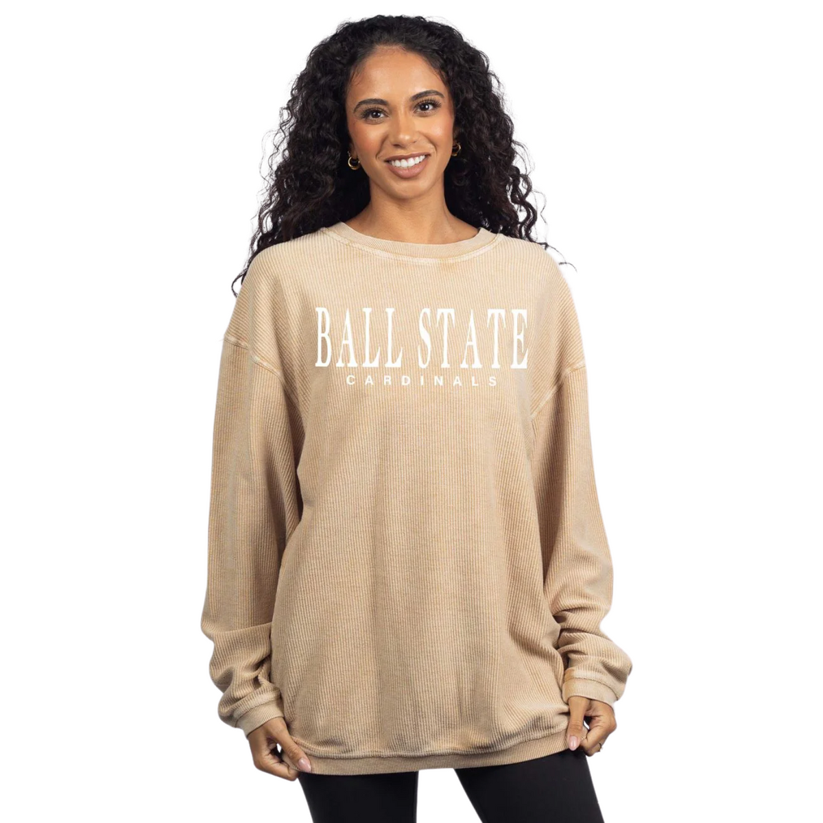 Ball State Beige Corded Crew – Gameday Spirit Fanstore