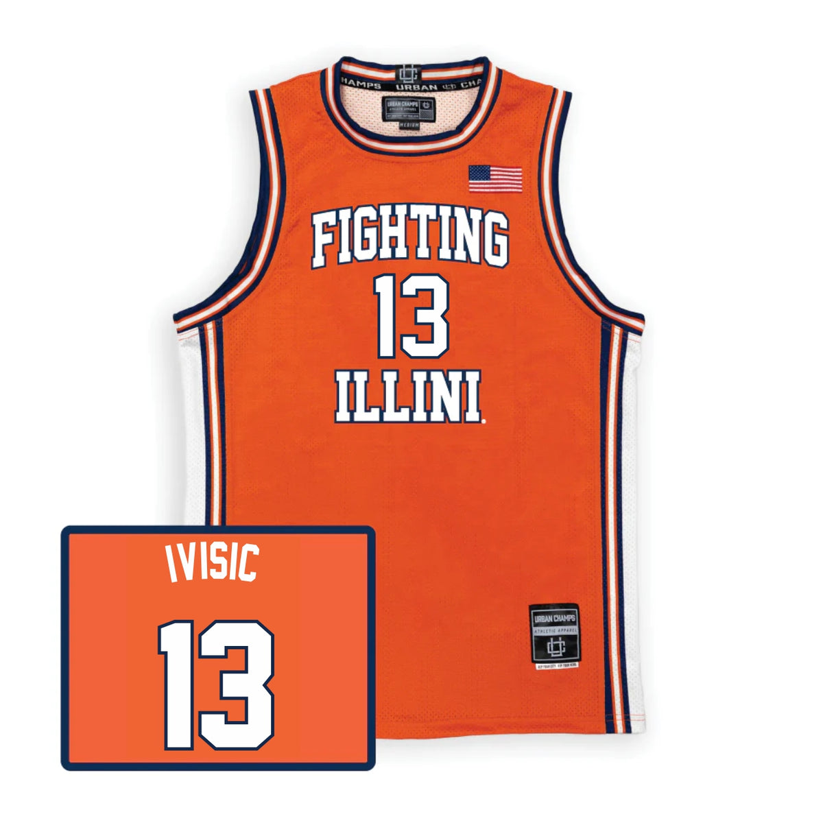 Illinois Fighting Illini NIL Basketball Jersey #13 Tomislav Ivisic ...