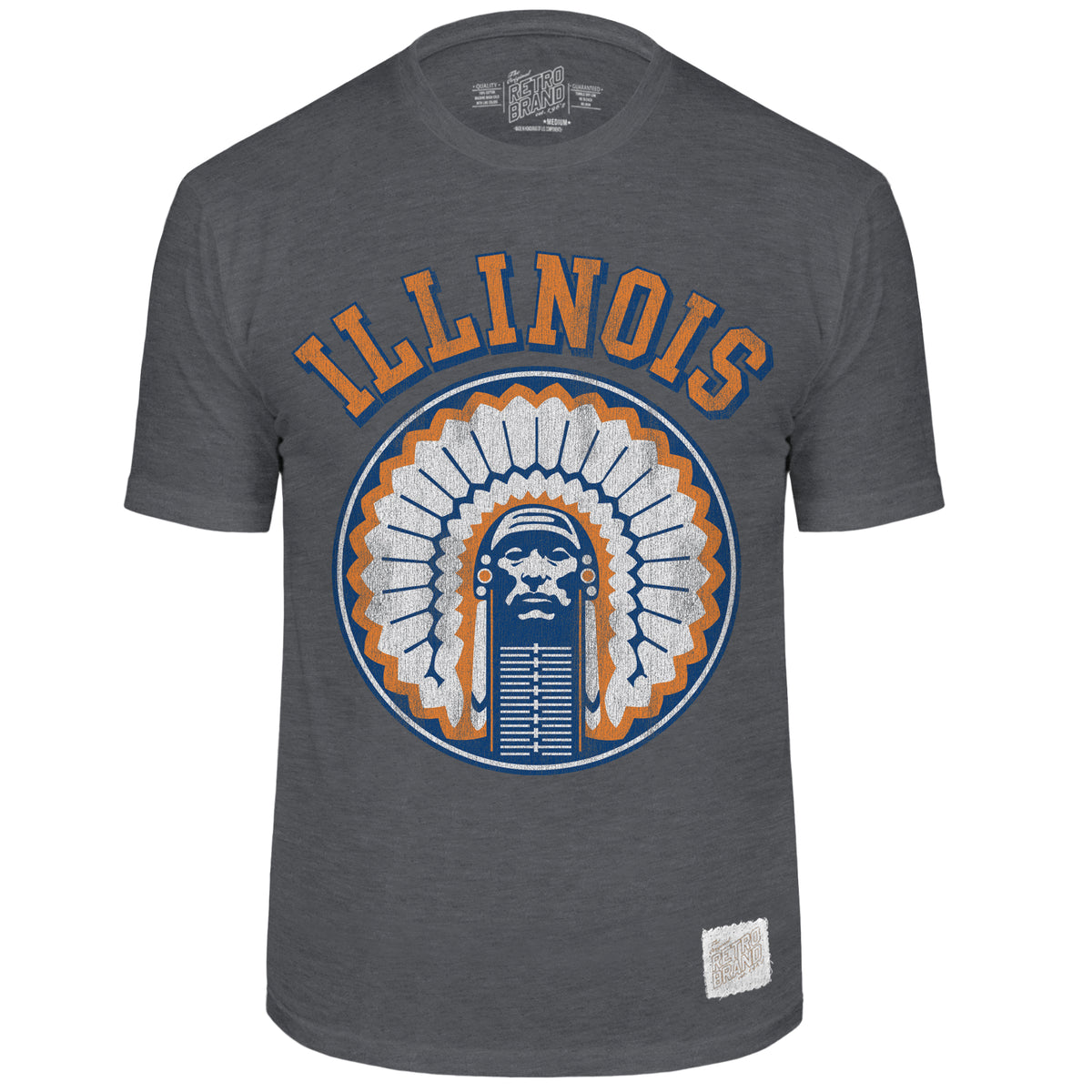 Illinois Fighting Illini Chief Illiniwek Grey T-Shirt – Gameday Spirit ...