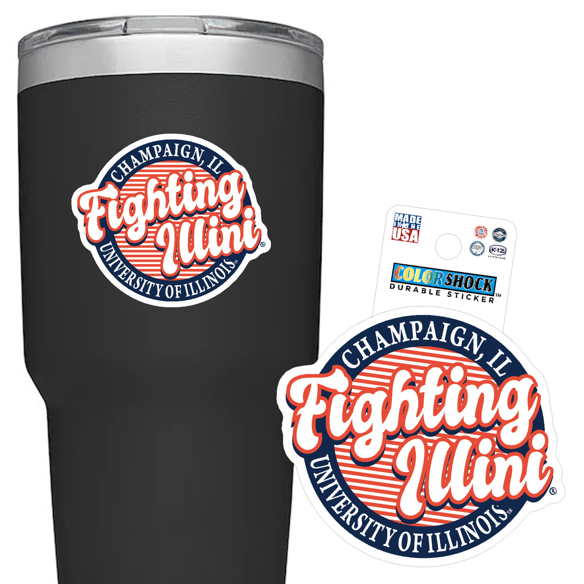 Illinois Fighting Illini Retro Circle Sticker – Gameday Spirit Fanstore