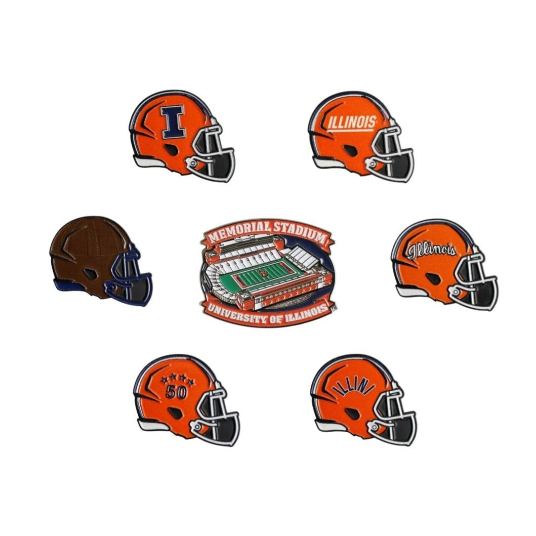 Illinois Football Helmet Pin Set Memorial Stadium Collectible – Gameday ...