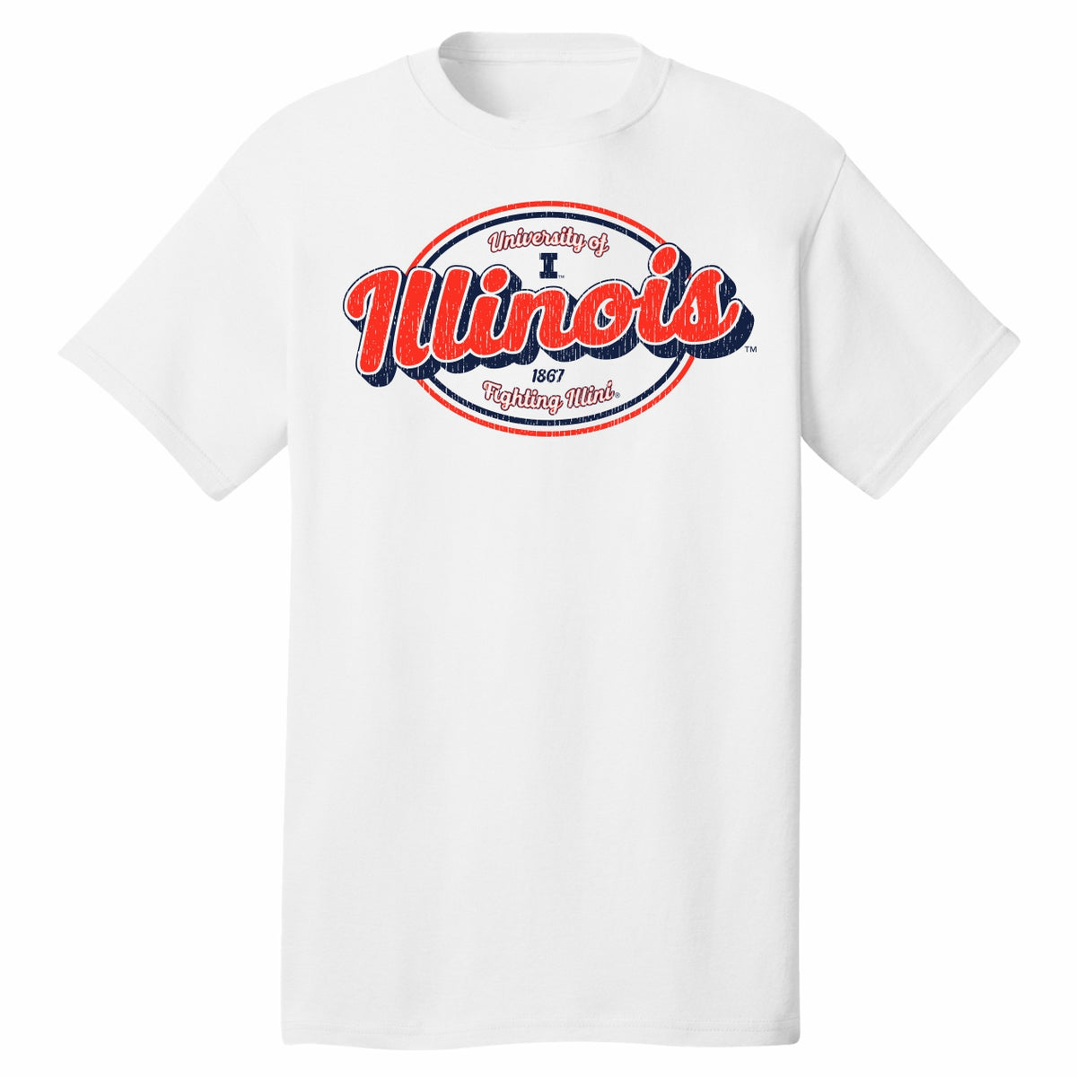 Illinois Fighting Illini White Oval Script Tee – Gameday Spirit Fanstore