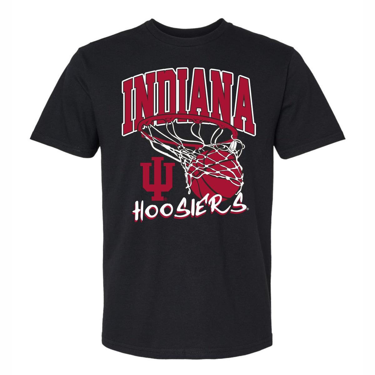 Indiana Basketball Hoop Black T-Shirt – Gameday Spirit Fanstore