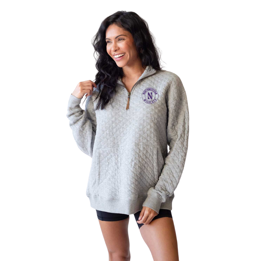Northwestern Quarter-Zip Women's Chicka-D Grey Quilted – Gameday Spirit ...