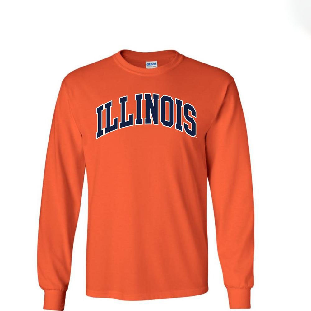 Illinois Fighting Illini Orange 2 Color Arch Long-Sleeve T-Shirt ...