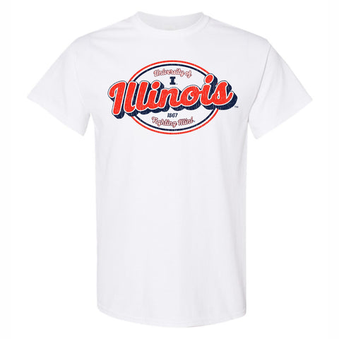 Illinois Fighting Illini White Oval Script Tee – Gameday Spirit Fanstore