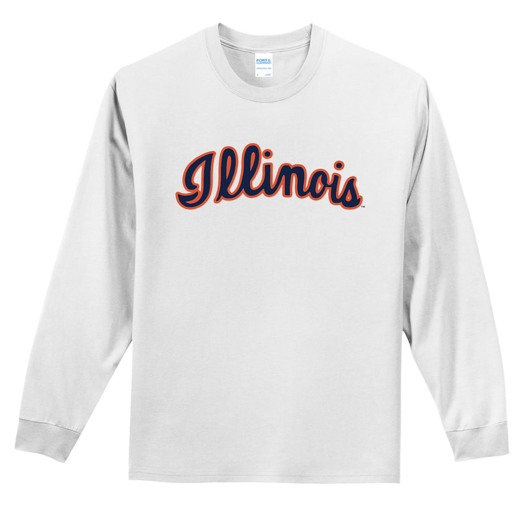 Illinois Fighting Illini White Script Long-Sleeve T-Shirt – Gameday ...