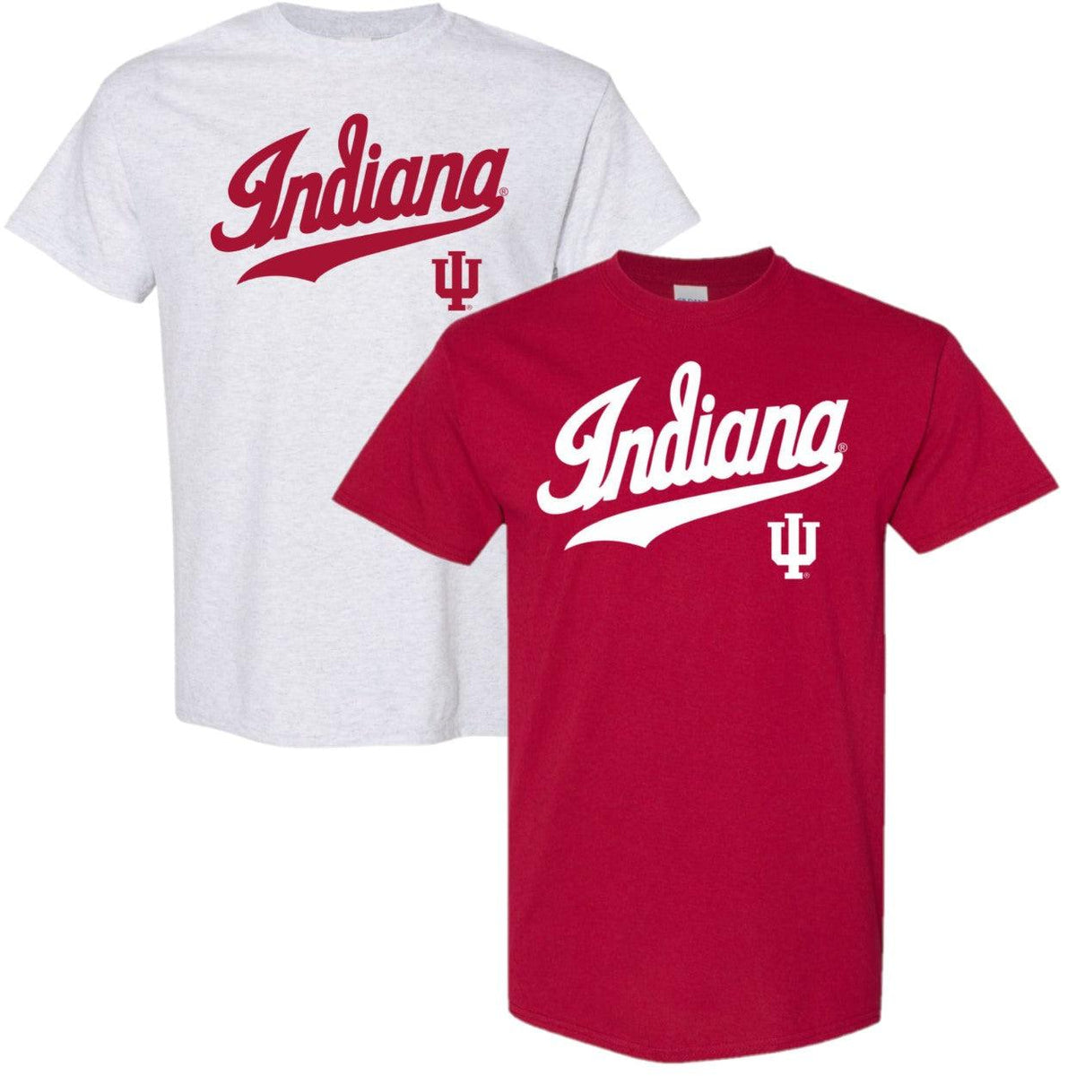 Indiana Hoosiers Script over Interlock Tee – Gameday Spirit Fanstore